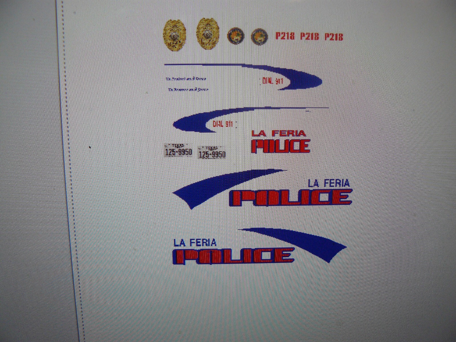 La Feria Texas Police Patrol Car Decals 1:64 two for one money | eBay