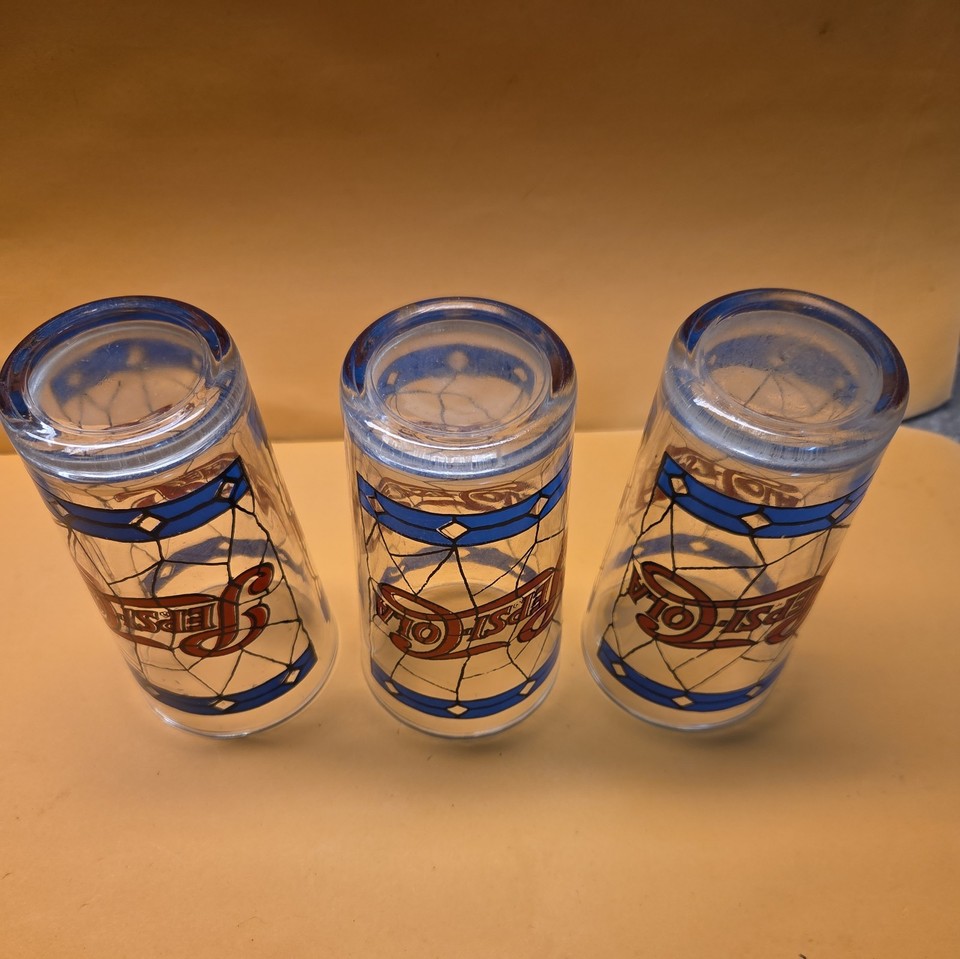 Vintage Pepsi-Cola Tiffany Style Stained Glass 12oz. Drinking Glass ...
