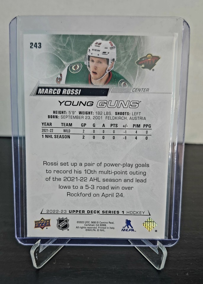 2022-23 Upper Deck Series 1 Young Guns Marco Rossi #243 YG Minnesota ...