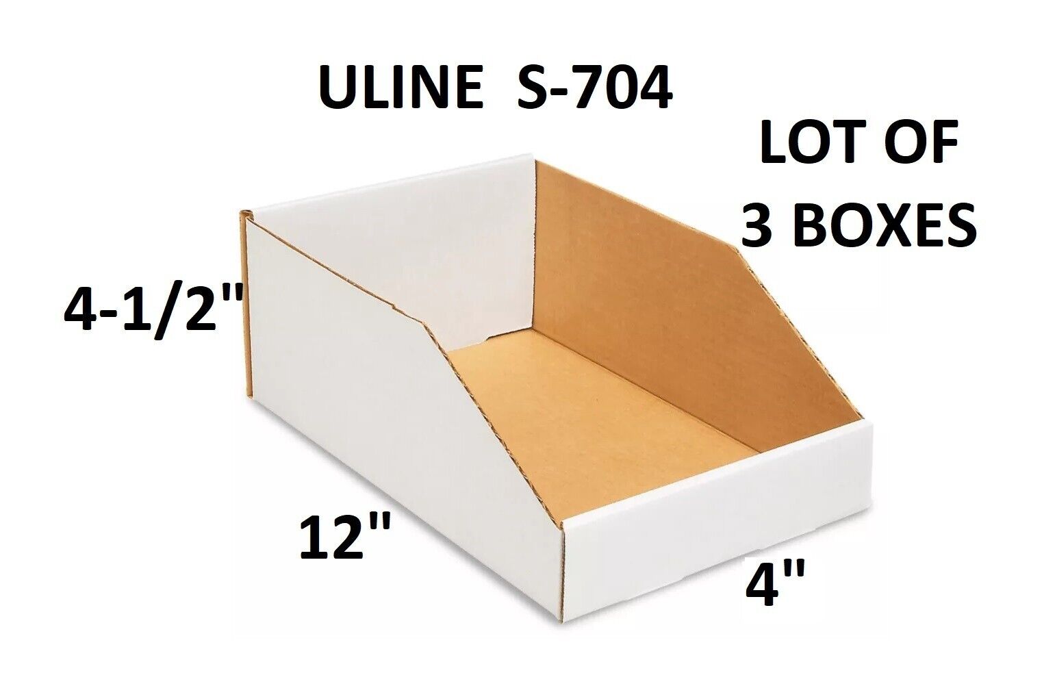 (3) 4" X 12" x 4 1/2" Corrugated Cardboard U-LINE Storage Parts Bin ...