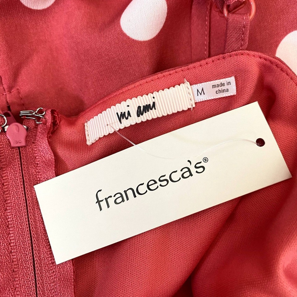 NWT Francesca's Miami Mini Cami Dress Pink Polkadot Barbie Size Medium ...