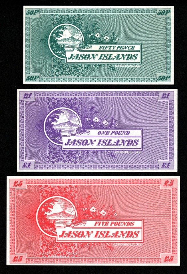 1979 JASON ISLANDS BANKNOTES - 5 NOTES SET - PENGUIN FALKLAND - CRISP ...