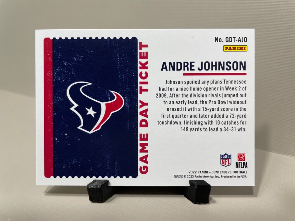 2022 CONTENDERS GAME DAY TICKET ANDRE JOHNSON #GDT-AJO EMERALD HOUSTON ...