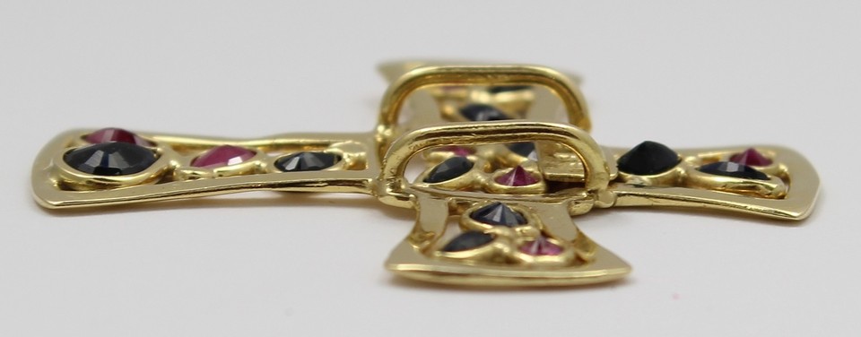 18k Yellow Gold Ruby and Sapphire Cross Pendant | eBay