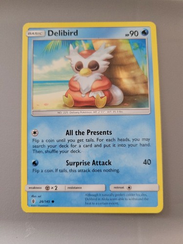 Pokemon TCG Card 2017 Sun Moon Guardians Rising Delibird 26/145 Non ...