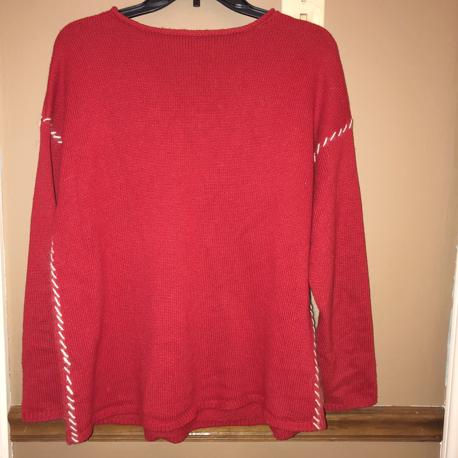 J Jill Yak Wool Rabbit Hair Reindeer Sweater Red Medi… - Gem