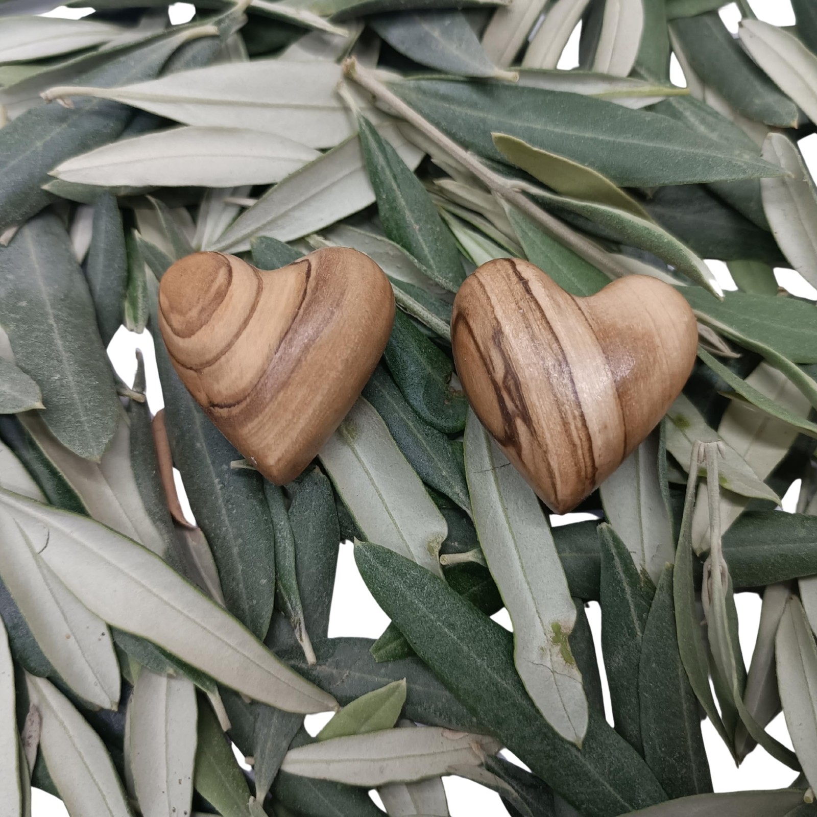 Set of 2 Mini Small Olive Wood Hearts 1.25" Hand Carved Wooden Heart ...
