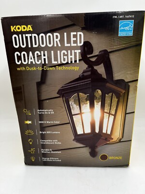 New Koda LED Coach Wall Light Lantern Dusk to Dawn Bronze- Outdoor ...