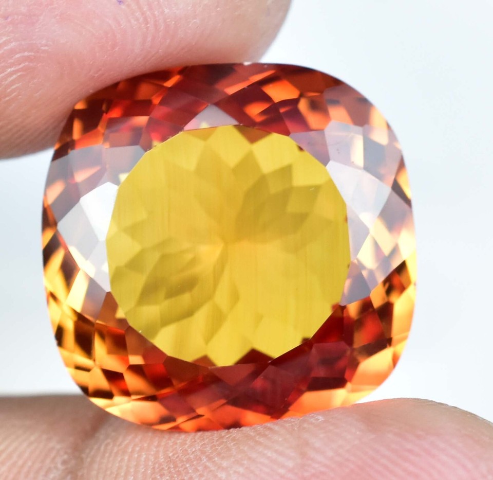 FLAWLESS Natural Imperial Topaz 27.10 Ct Cushion Certified Untreated ...