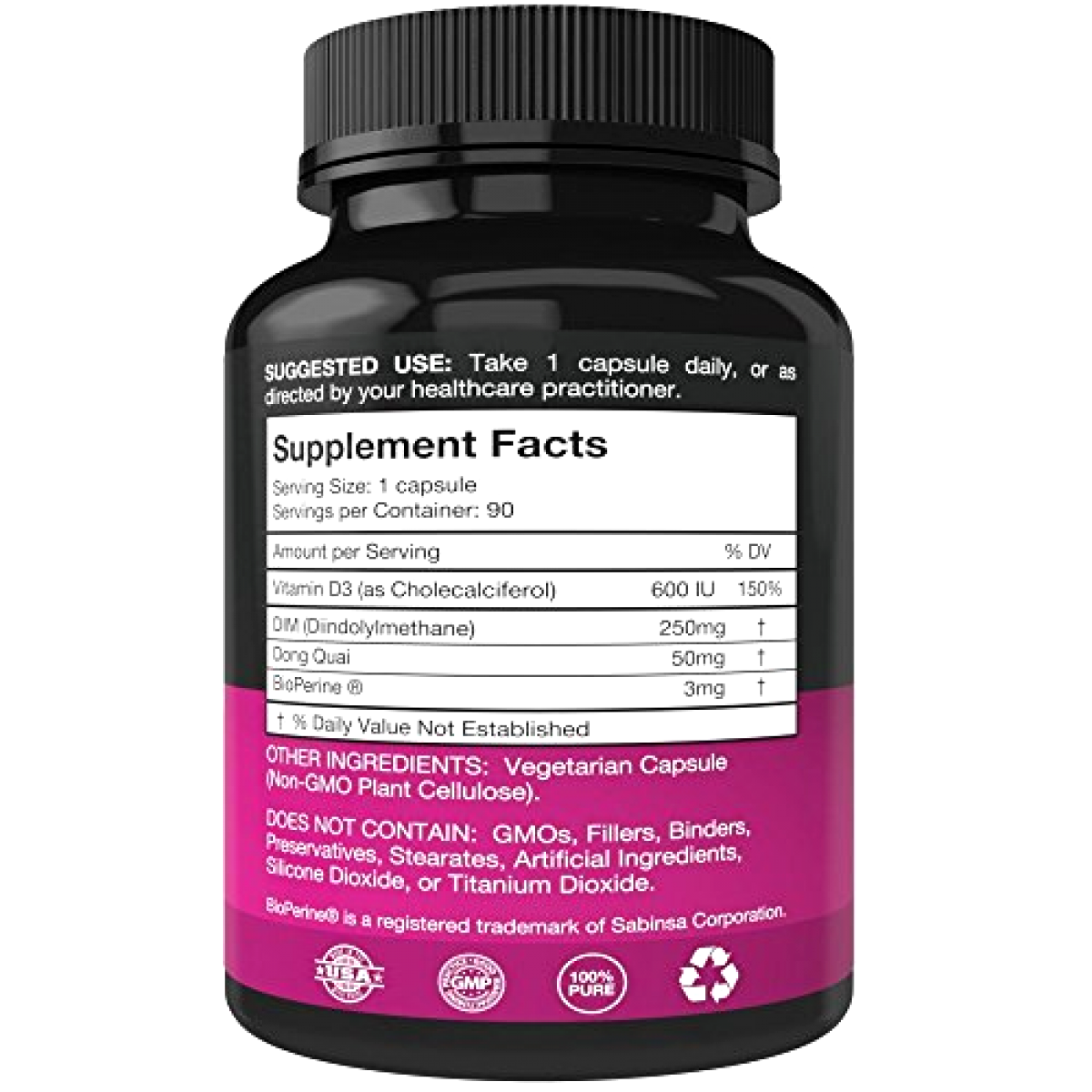 Pure DIM Supplement Hormone Balance Hot Flash Menopause Relief Estrogen ...