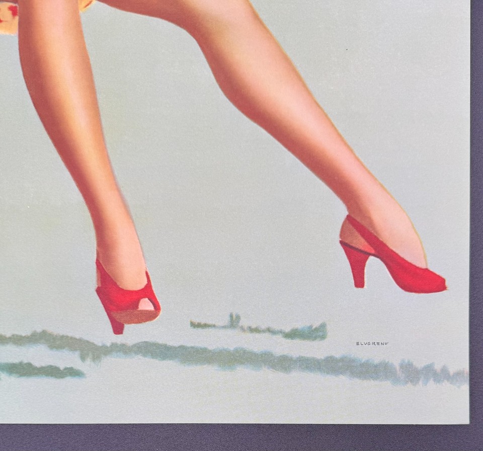 Vintage Gil Elvgren Pin-Up Print Teeter Taught Her Classic Calendar Art ...