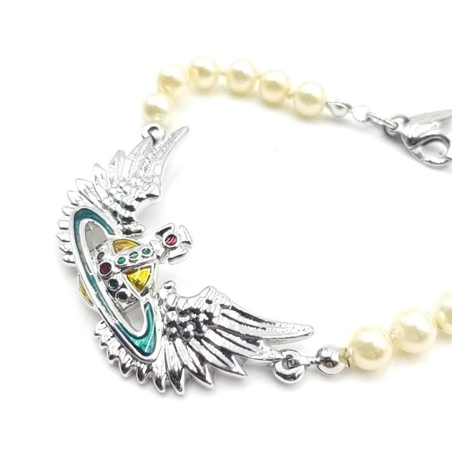 Vivienne Westwood BETH Wing Orb Bracelet Silver color 17cm with storage ...