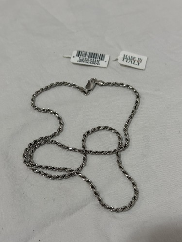 NEW/OPEN BOX STERLING SILVER ROPE CHAIN NECKLACE Unisex Mens 18" LONG ...