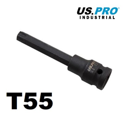 LONG T55 TORX BIT IMPACT SOCKET by US PRO INDUSTRIAL 1/2" Drive 100mm ...