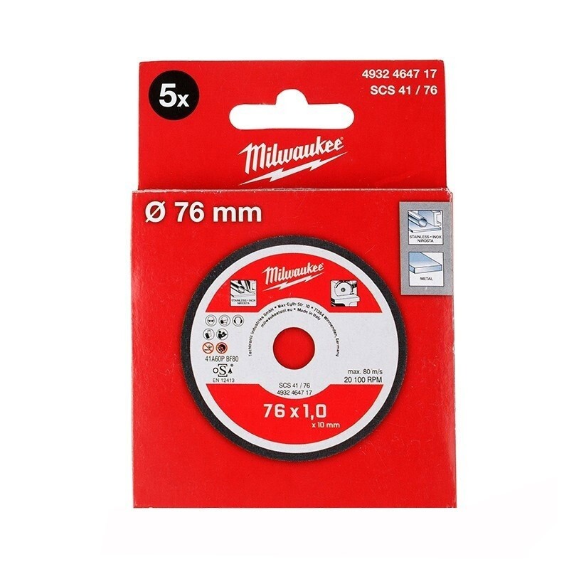 Milwaukee 76mm Cutting Discs x5 Thin 1mm Mini Disc Stainless Steel Inox ...