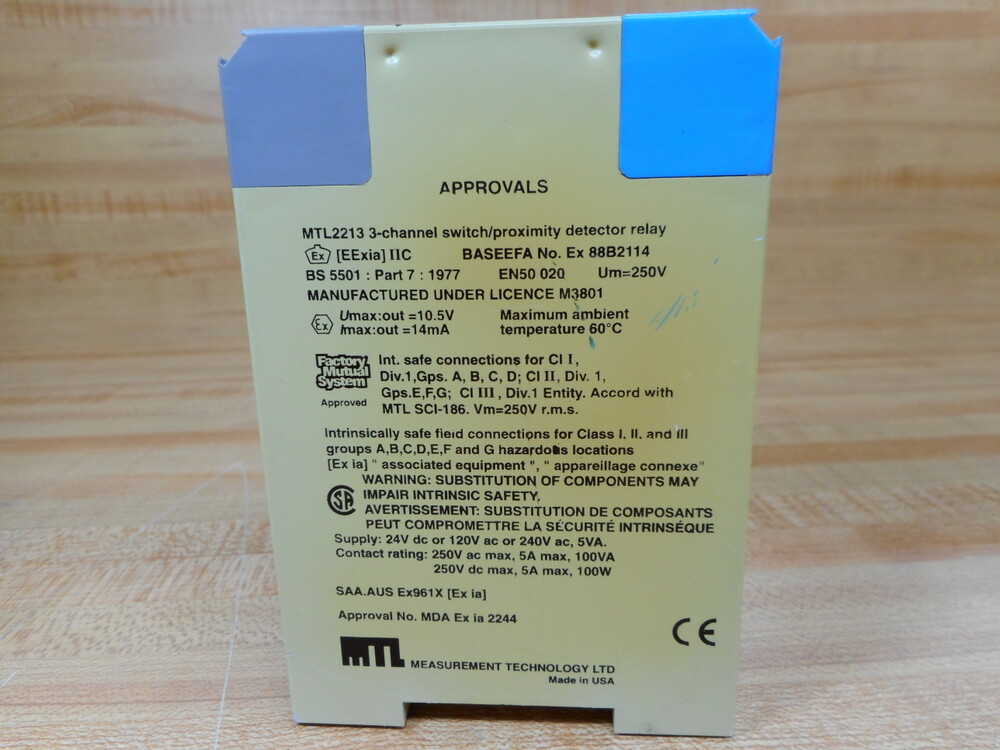 Measurement Technology MTL 2213 Relay MTL2213 120 VAC | eBay