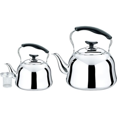 2 pc Kettle Set Stainless Steel Kettle with Infuser Teapot Set 1 qt / 3 ...