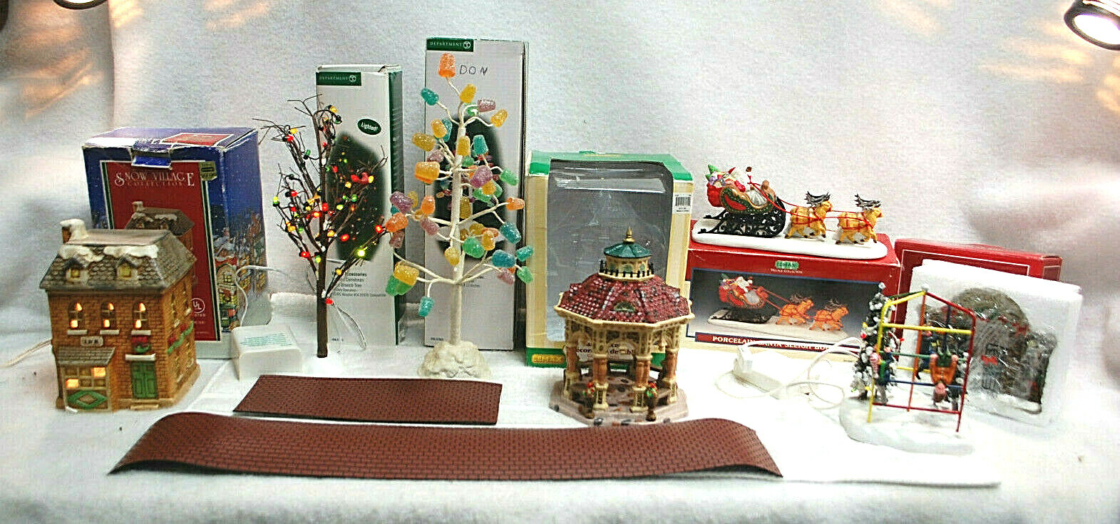 Christmas Village Accessories Lot of 9 Pieces Trees,Buildings ...