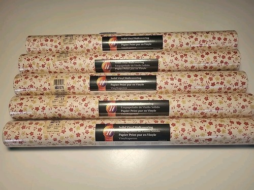 Norwall Wallpaper Rolls 5 Count White Floral Vinyl Wall Covering NOS ...