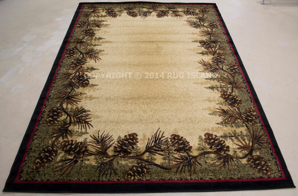 Lodge Cabin Rustic Forest Pinecone Area Rug **FREE SHIPPING** | eBay