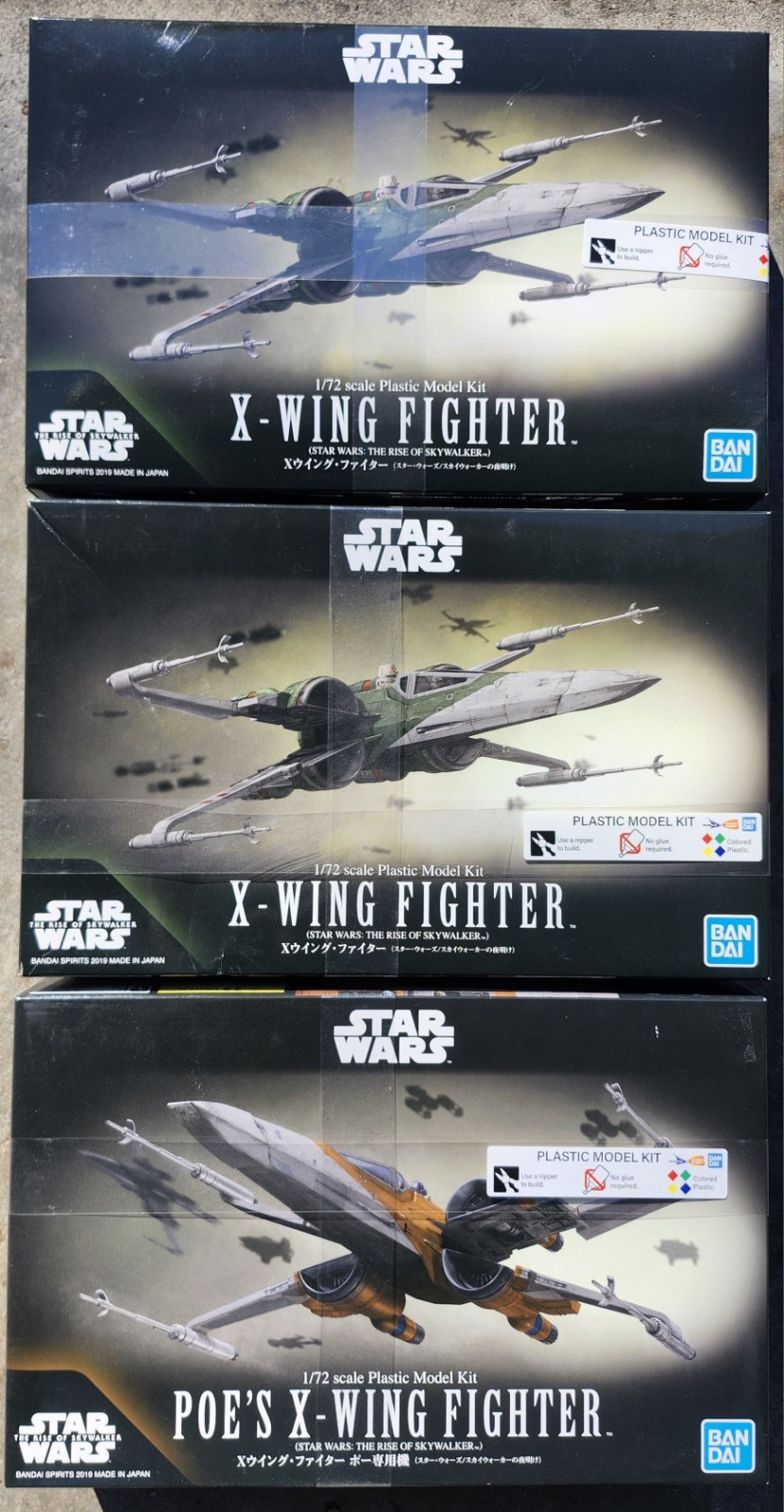 2019 BANDAI STAR WARS 1/72 X-WING FIGHTER LOT POE'S 5058312 & 5058313 ...