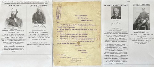 CIVIL WAR/SPANISH-AMERICAN ADMIRALS KEMPFF, BUNCE + SECRETARY NAVY ...