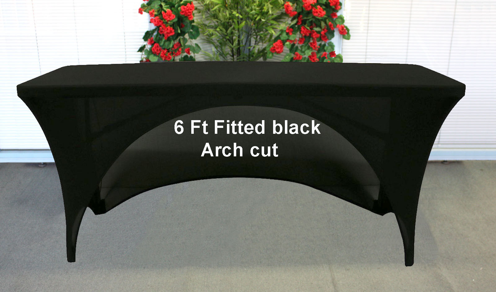 Trestle Table cover Tablecloth spandex Fitted Black 6ft foot ARCH CUT ...