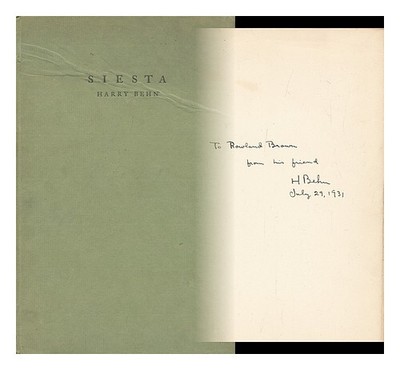 BEHN, HARRY Siesta, by Harry Behn 1931 Hardcover | eBay