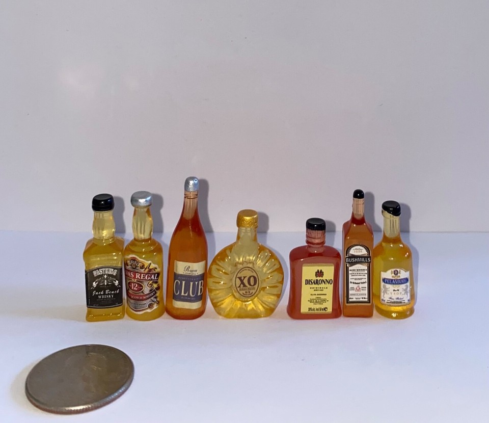 7 piece lot dollhouse miniature resin alcohol bottles mini booze | eBay