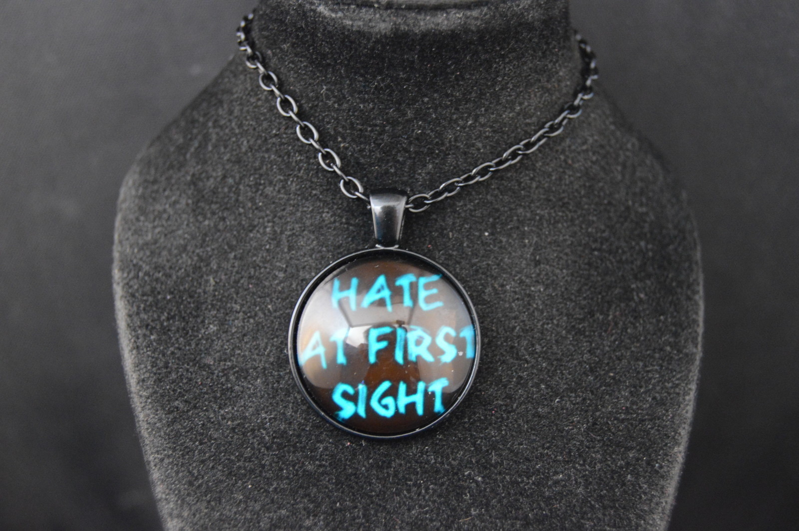 "HATE AT FIRST SIGHT" Cabochon PENDANT - NECKLACE New! Jewelry USA ...