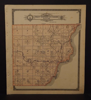 Michigan Menominee County Map Cedarville Township Dbl Side 1912 K17#81 ...