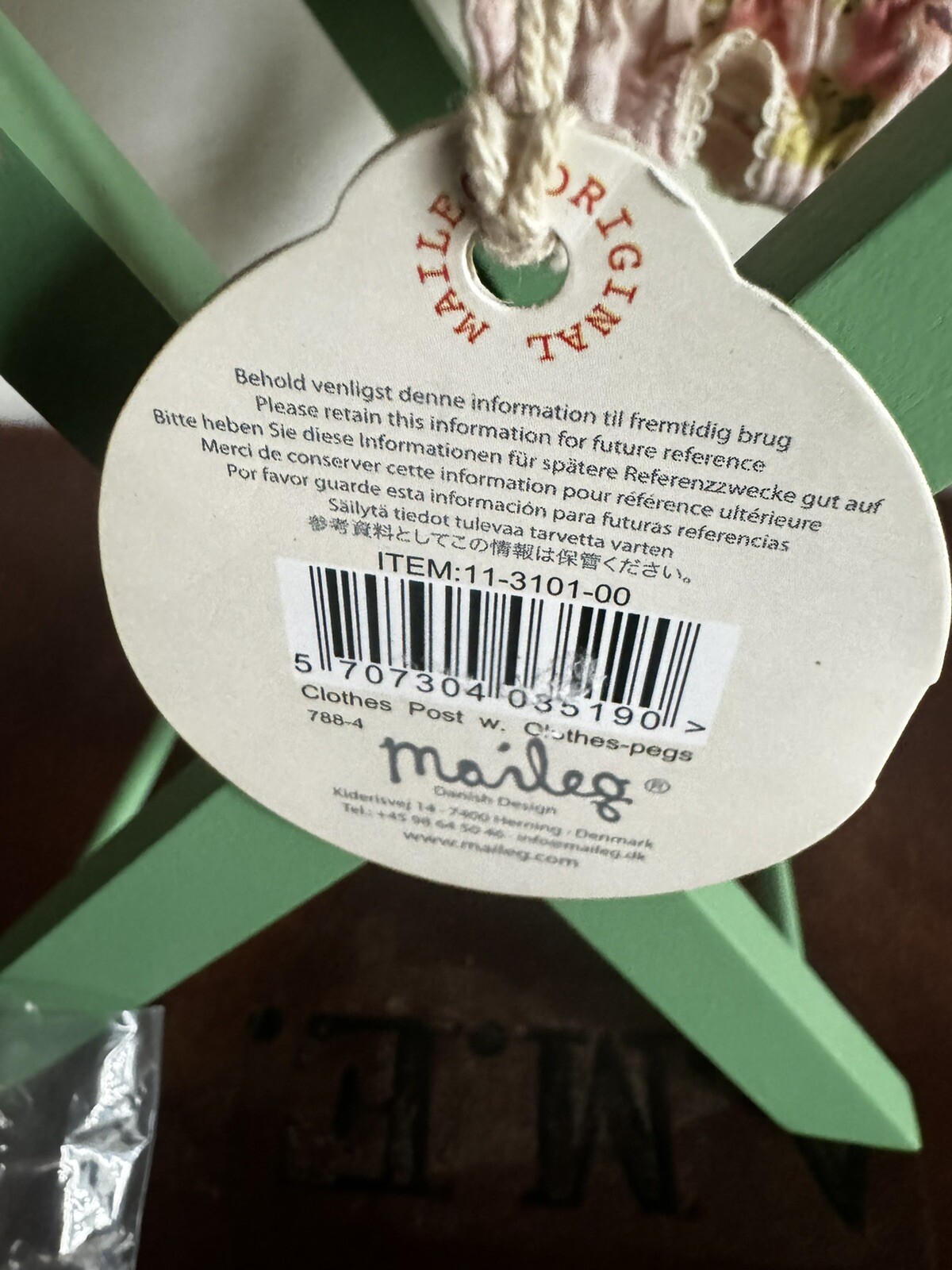 Maileg BNWT Rare Discontinued Wooden Clothes Rack With 11 Pegs -See ...