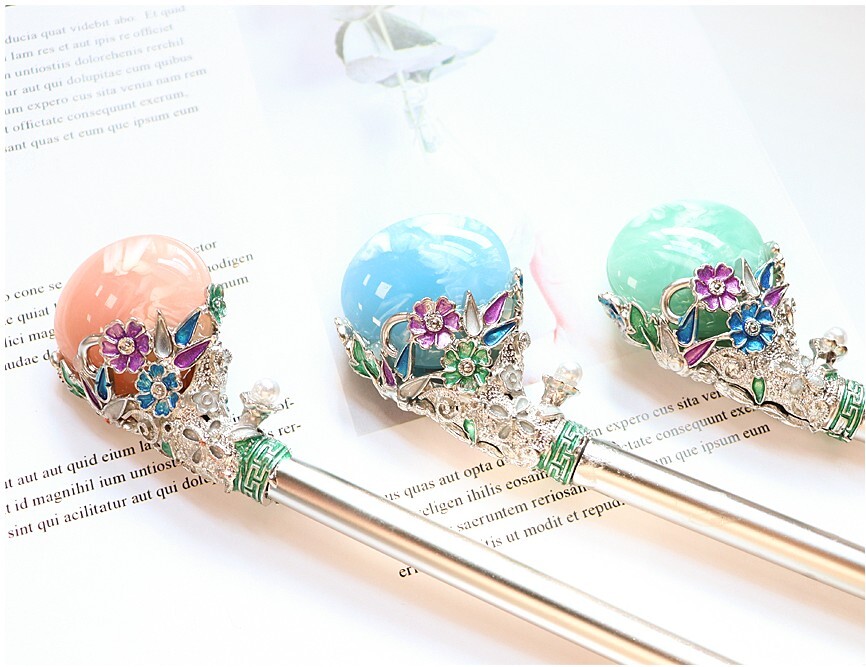 Binyeo Pastel Flower Silve Korean Traditional Accessory HANBOK Binyeo ...