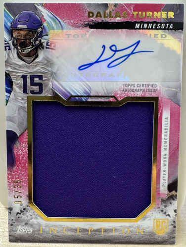 2024 Topps Inception Dallas Turner Rookie Jumbo Autograph Relic /35 | eBay