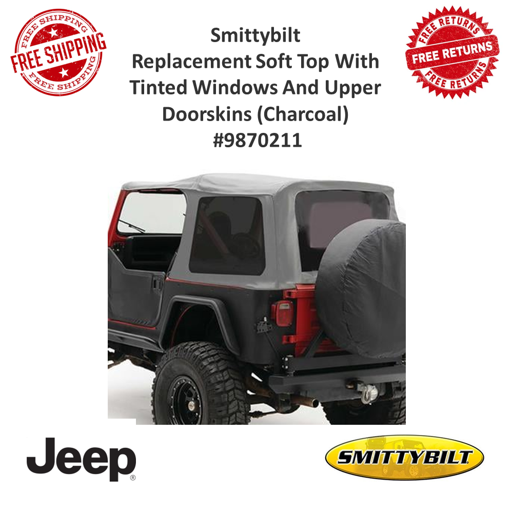 Smittybilt Soft Top W/Tinted Windows&Upper Doorskins Gray For 88-95 ...