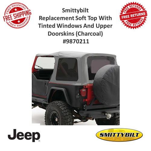 Smittybilt Soft Top W/Tinted Windows&Upper Doorskins Gray For 88-95 ...
