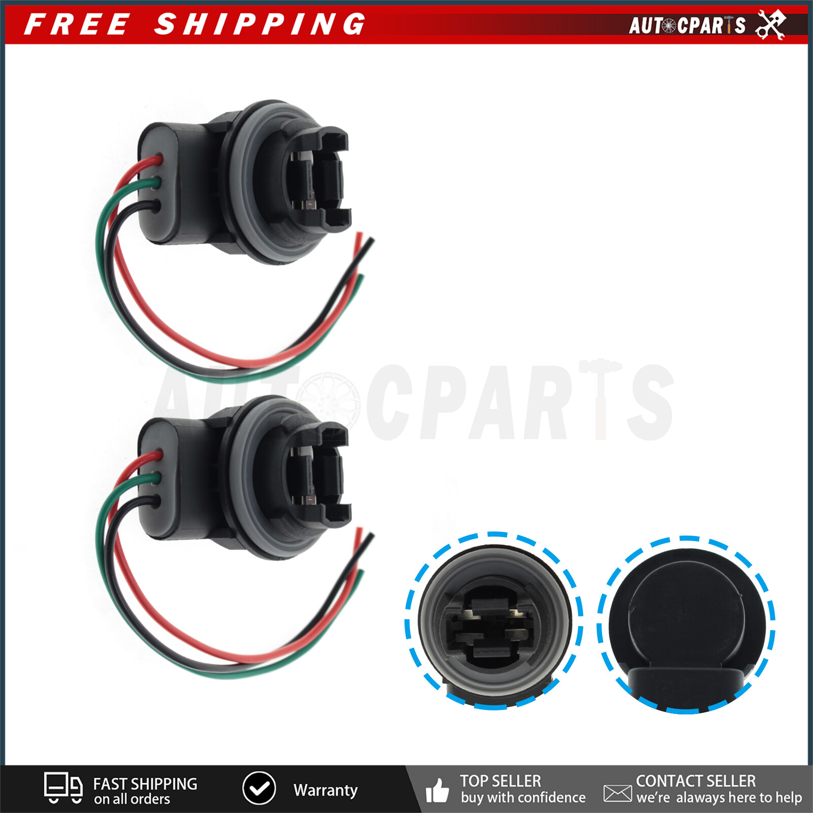 2x 3157 3357 4157 3057 3457 LED Bulb Brake Turn Signal Light Socket ...