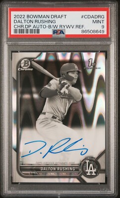 2022 BOWMAN DRAFT AUTOGRAPH DALTON RUSHING BLACK & WHITE RAYWAVE PSA 9 ...