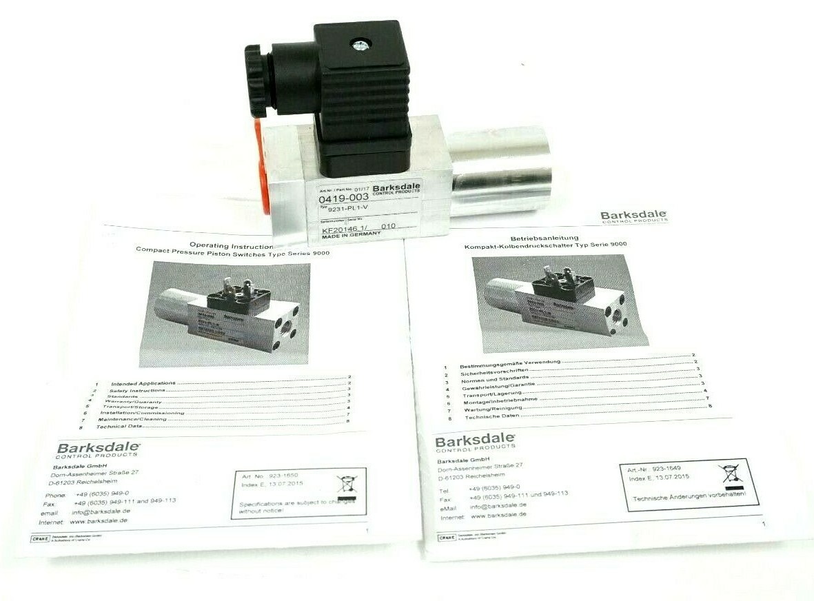 BARKSDALE 0419-003 9231-PL1-V PRESSURE SWITCH 0419003 9231PL1V for sale ...