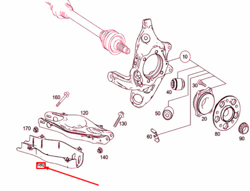 MERCEDES-BENZ E W212 REAR LEFT SPRING CONTROL ARM COVER A2123520888 NO ...