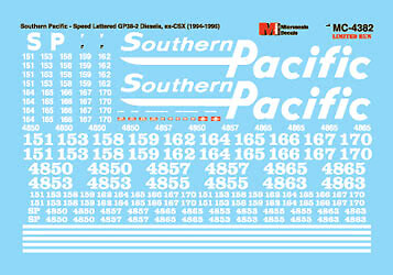 Microscale HO Southern Pacific SP Mini-Cal Speed Lettering for GP38-2 ...