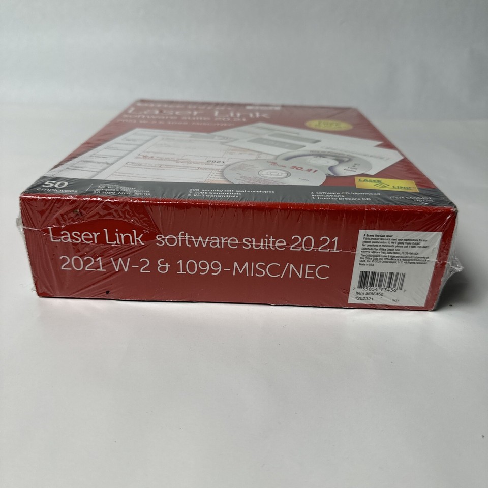 OFFICE DEPOT LASER LINK SOFTWARE SUITE 20.21 W-2 & 1099-MISC/NEC 50 ...