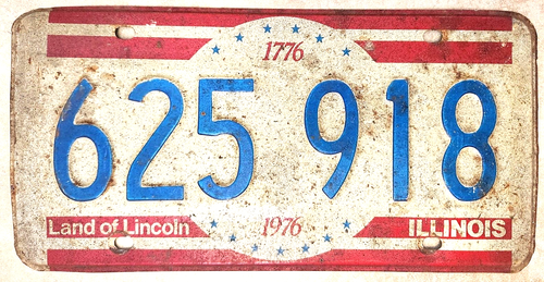 ILLINOIS 1976 Land of Lincoln 625 918 Red Blue and White license plate ...