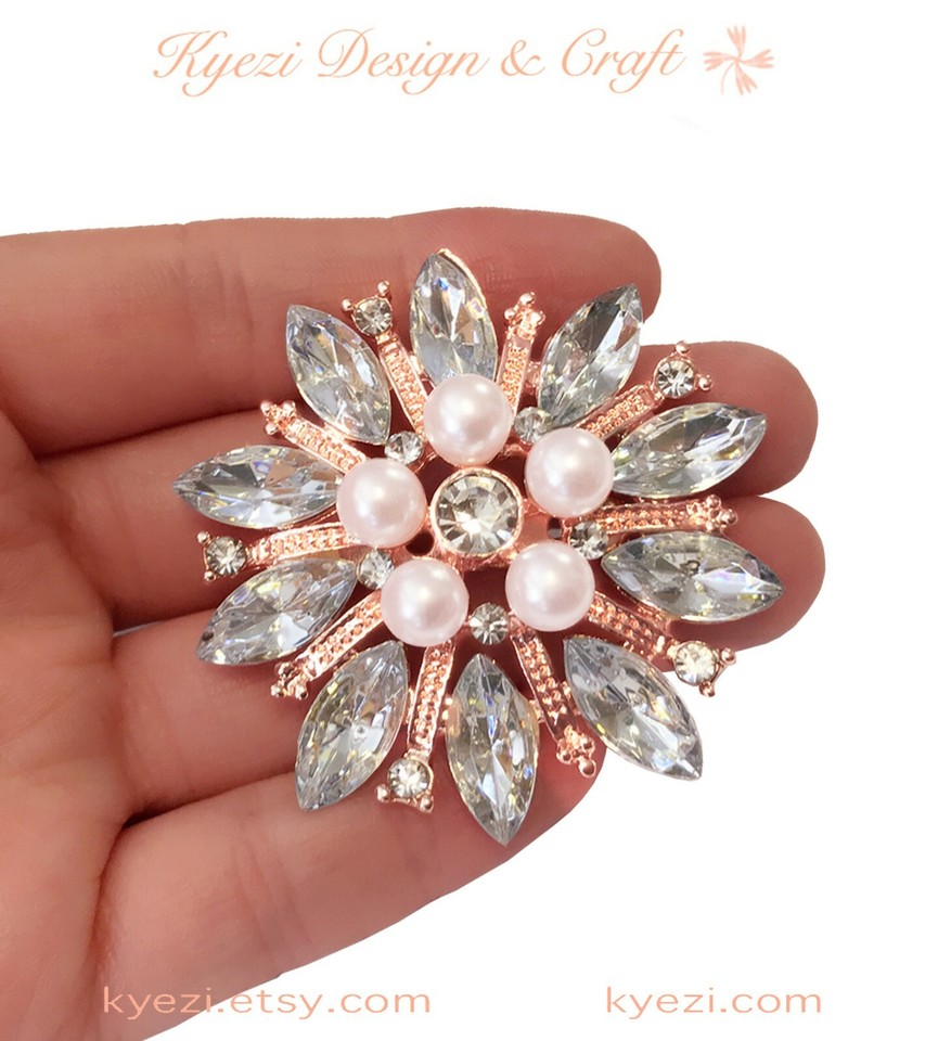 9pcs Rose Gold Gorgeous High Quality Pearl Crystal Rhinestone ...