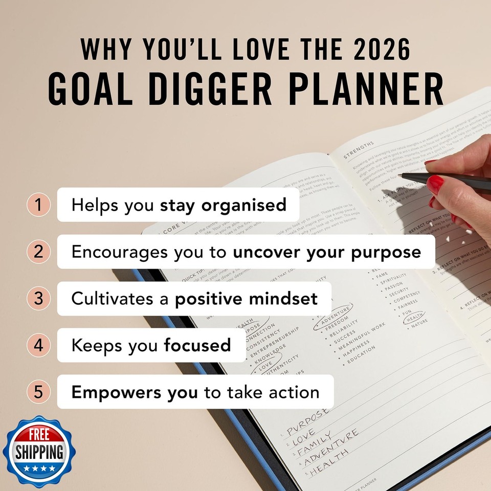 MI GOALS Goal Digger Weekly Planner 2026 | Dated Journal for Grat | eBay
