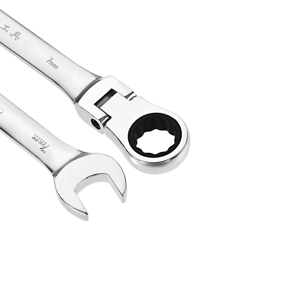7mm Flex-Head Ratcheting Combination Wrench Metric 72 Teeth 12 Points ...