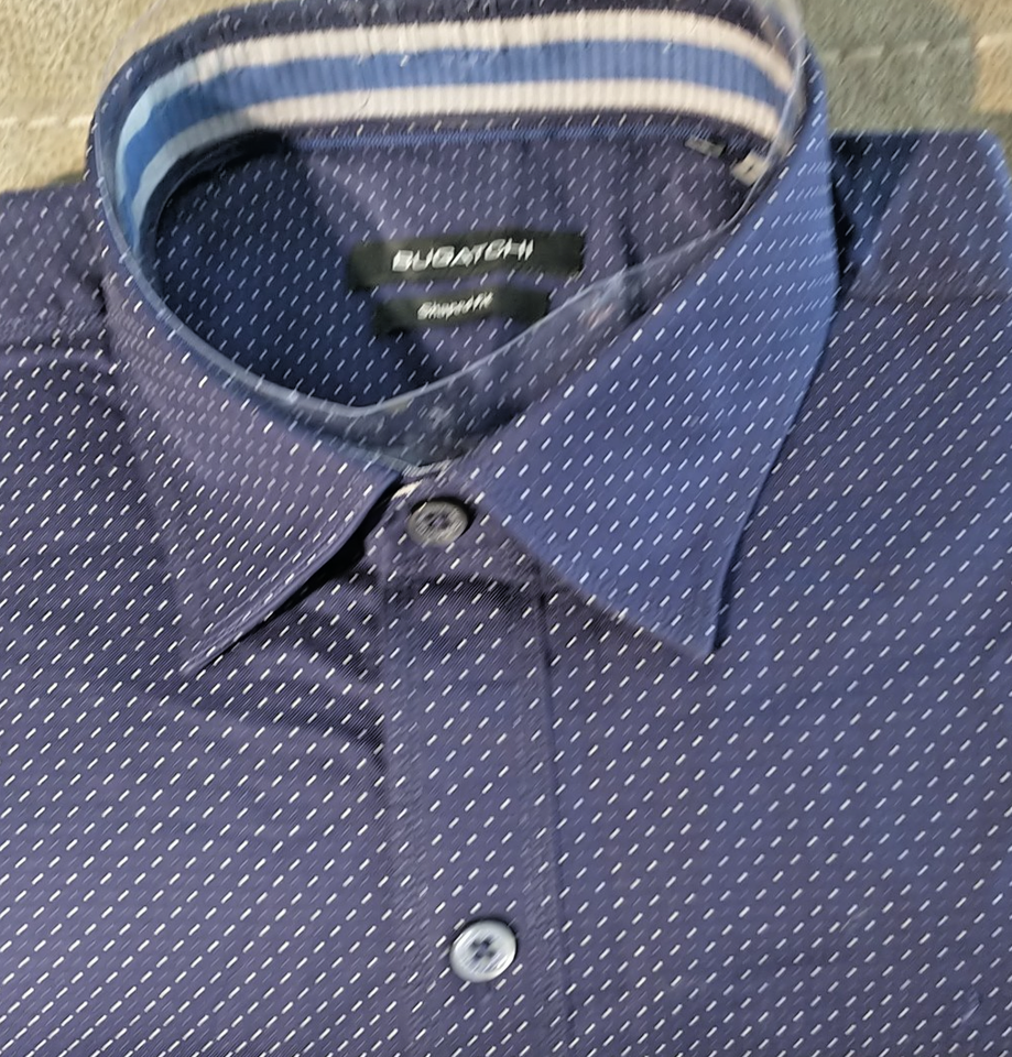 NWT Bugatchi men's Size L long sleeve button down shirt Fancy Dots ...
