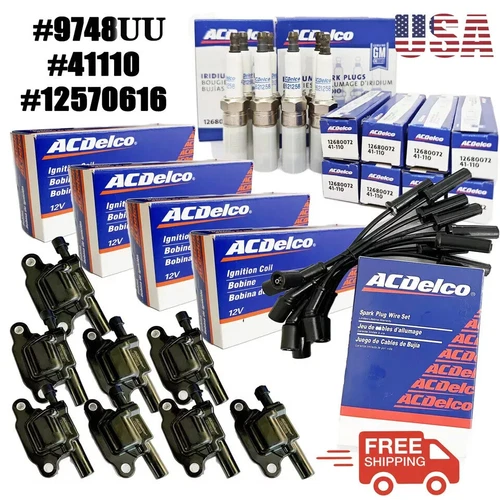 OEM AcDelco 8 PACK UF413 Ignition Coil + 41-110 Spark Plug + 9748UU ...