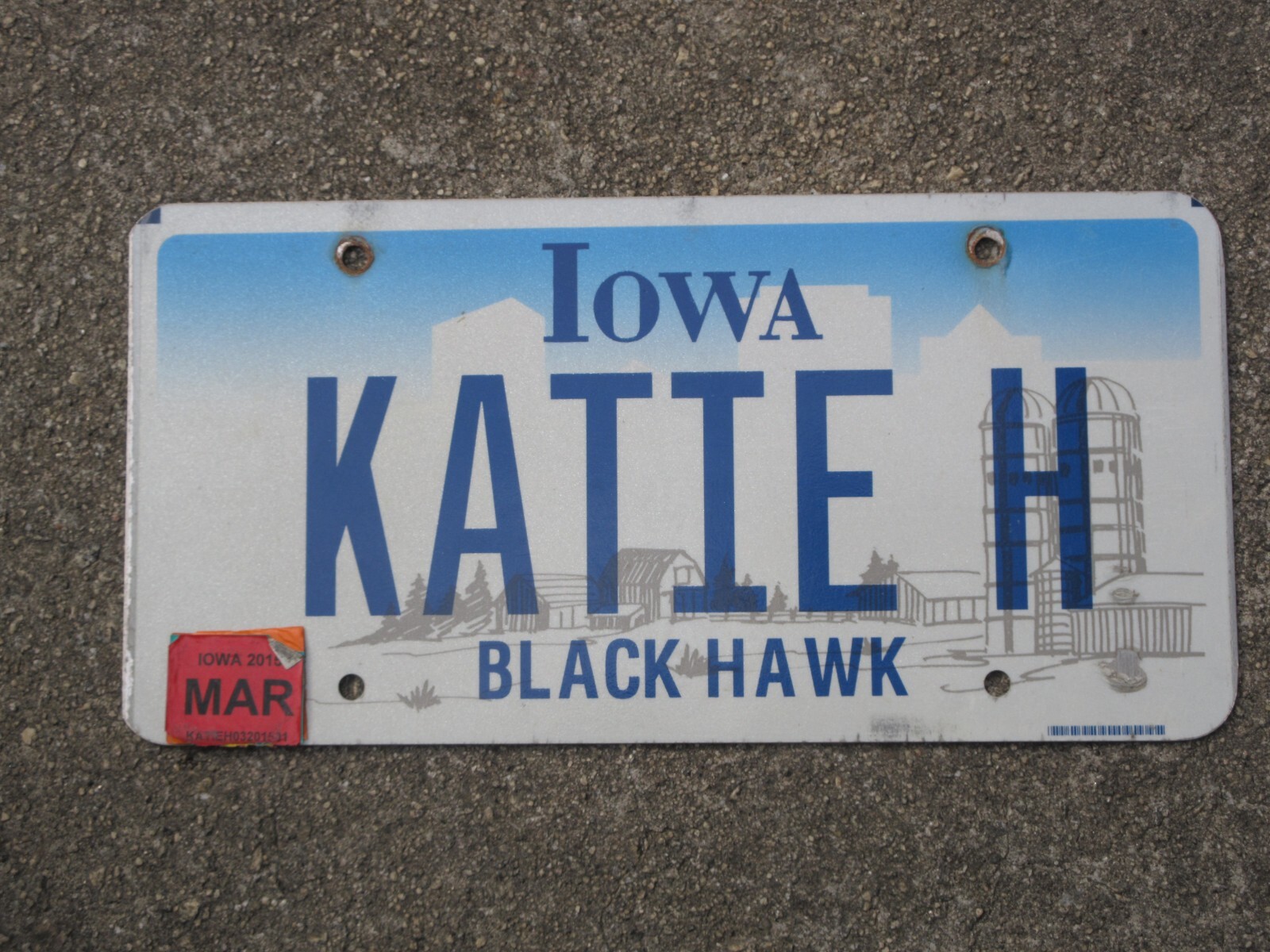 Iowa Katie H Vanity License Plate Kate Katlyn Katherine Caitlin ...