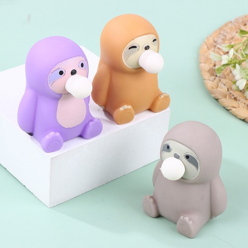 Sloth Squeeze Spit Bubble Toy Party Favor Pressure Release Vent Ball ...